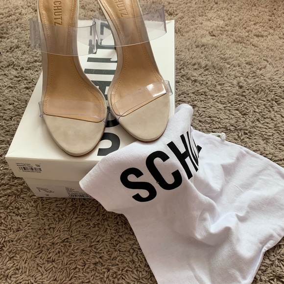 SCHUTZ | Shoes | New Schutz Arielle Heels Clear Pvc Nude Leather | Poshmark